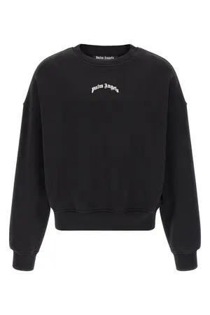 Palm Angels Back Curved Logo' Sweatshirt - White/black
