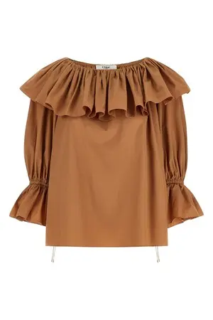 Chloé Ruffle Poplin Blouse
