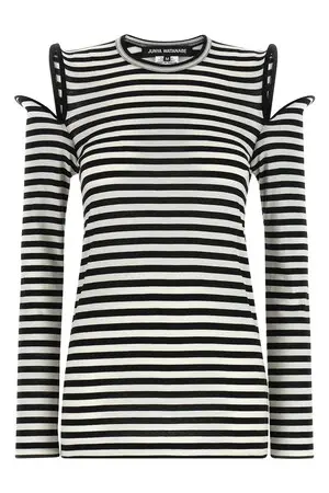 Junya Watanabe Sculptural Shoulder Striped T-shirt - White/black