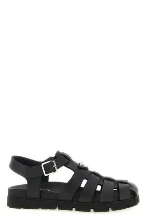 Prada Rubber Cage Sandals - Black