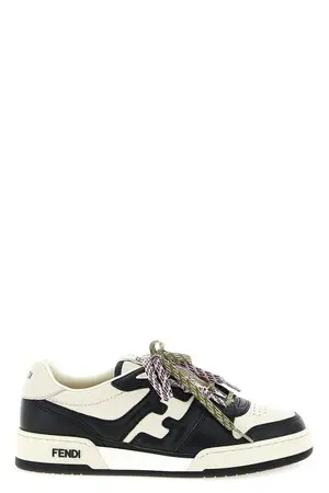 Fendi Match Leather Sneakers - White/black