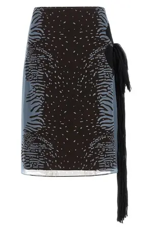 FERRAGAMO Animal Print Silk Georgette Midi Skirt