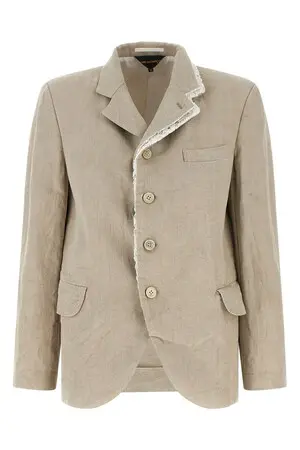Comme Des Garçons Chevron Linen Double Layer Lapel Blazer