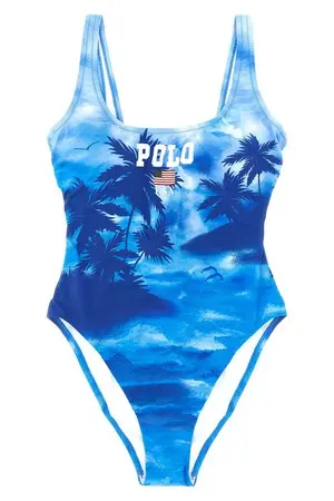 Polo Ralph Lauren Patterned Technical Fabric One-piece Swimsuit
