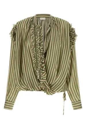 Dries Van Noten Cenever Bis Striped Cupro Shirt