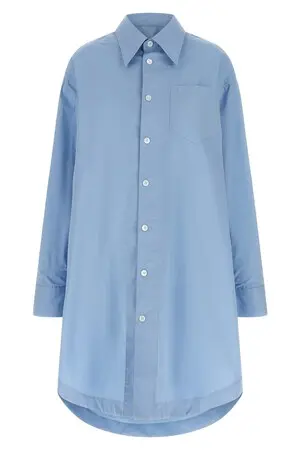 AMI Paris De Coeur Cotton Poplin Shirt Dress - Light Blue