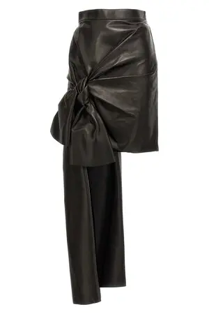 Alexander McQueen Maxi Bow Leather Skirt