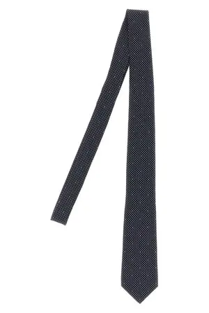 Saint Laurent Polka Dot Silk Crêpe Neck Ties - Blue