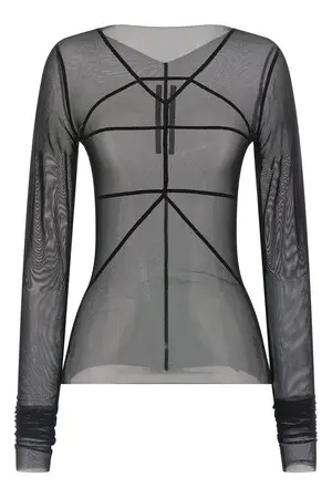 Rick Owens Temple Top Semi-transparent Stretch Nylon Tulle Sweater