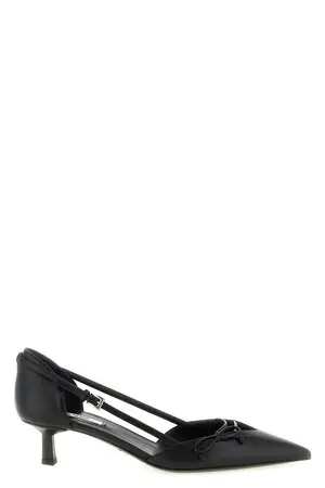 Prada Leather Open Pumps - Black