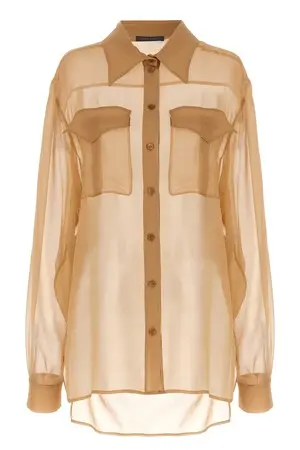 Alberta Ferretti Silk Chiffon Shirt - Beige