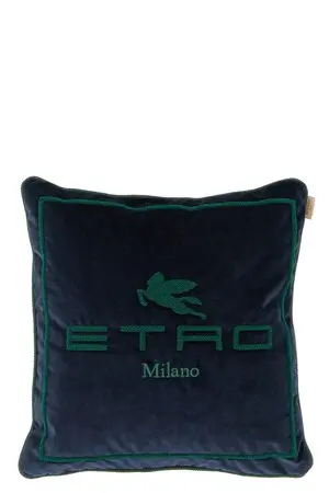 Etro Logo Cushion Blue