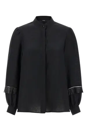 Kiton Fringed Shirt - Black