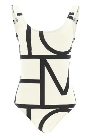 TOTEME TOTEME Monogram One-Piece Swimsuit White/black