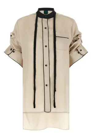 MAISON JEJIA Berta Crinkled Satin-effect Shirt - Beige
