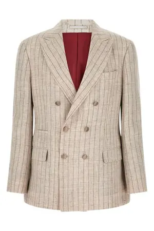 Brunello Cucinelli Pinstripe Twill Blazer - Gray