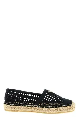 Prada Crochet Knitted Espadrilles - Black