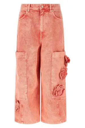 GANNI Cropped Cargo Denim Jeans