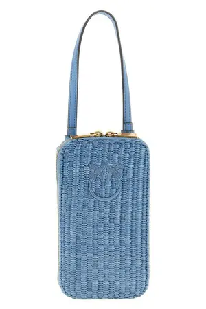 Pinko Raffia Smartphone Holder - Light Blue