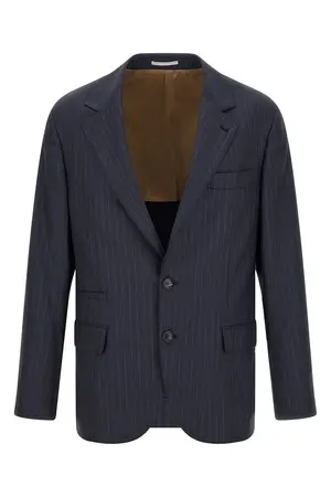 Brunello Cucinelli Pinstripe Batavia Blazer - Blue