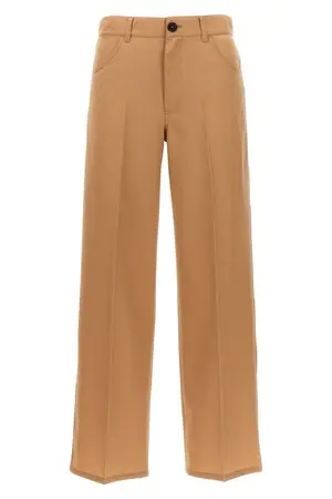 JIL SANDER Wool Gabardine Loose Leg Trousers