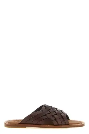 Miu Miu Waxed Leather Sandals - Brown