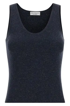 Brunello Cucinelli Metallic Ribbed Tank Top - Blue