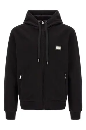 Dolce & Gabbana Logo Plaque Hoodie - Black