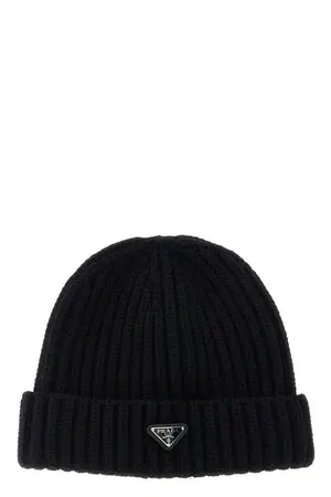 Prada Triangle Logo Beanie - Black