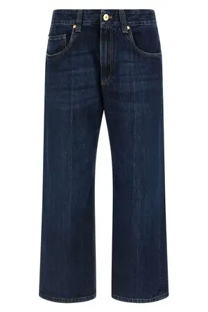 Brunello Cucinelli Wide Leg Cropped Denim Jeans