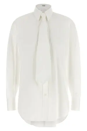 Brunello Cucinelli Cotton Poplin Shirt With Removable Tie