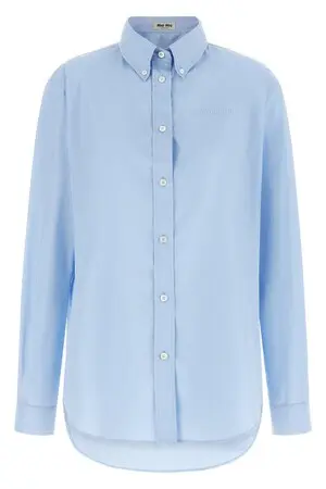 Miu Miu Cotton Poplin Logo Embroidery Shirt