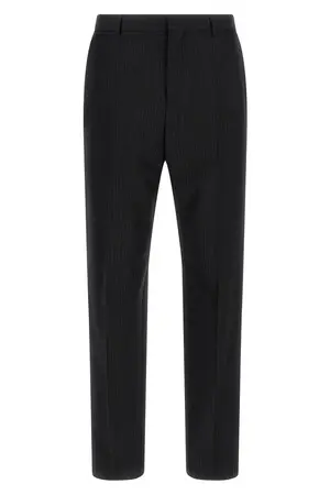 Saint Laurent Pinstriped Wool Tailored Trousers - Black