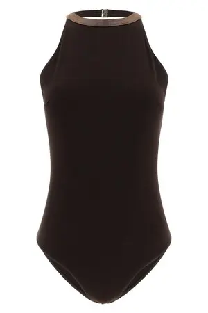 Brunello Cucinelli Precious Collar One-piece Swimsuit - Brown