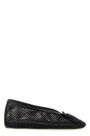 GANNI Jenny Openwork Mesh Ballet Flats - Black