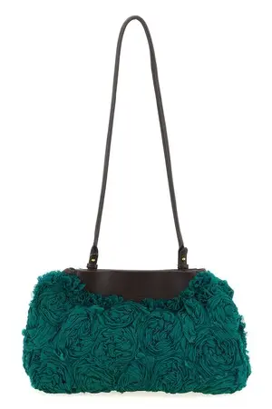 Dries Van Noten Rose Embellished Clutch - Green