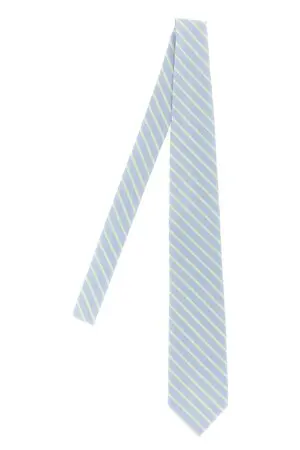 Auralee Striped Neck Tie - Light Blue