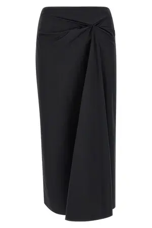 Max Mara Stretch Cotton Satin Midi Skirt