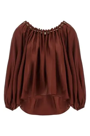 Zimmermann Aster Silk Habotai Blouse - Bordeaux
