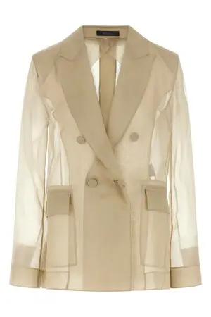 Max Mara Silk Organza Double-breasted Blazer - Beige