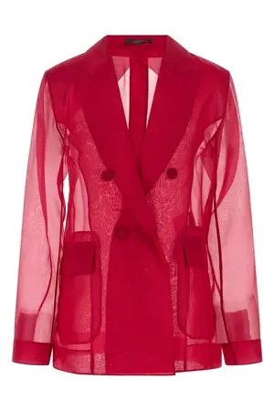 Max Mara Mxeslogan Silk Organza Blazer - Fuchsia