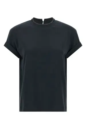 Brunello Cucinelli Shiny Collar T-shirt - Blue