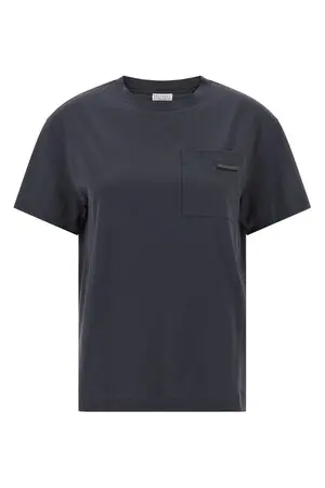 Brunello Cucinelli Cotton Jersey T-shirt With Shiny Tab