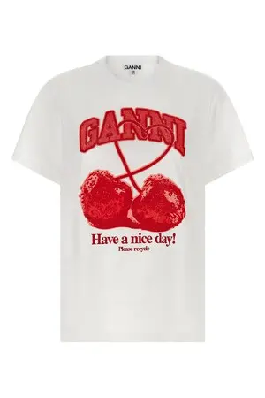 GANNI GANNI Cherry Graphic Cotton Jersey T-Shirt Red