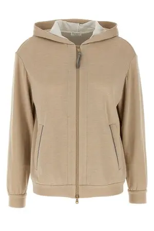 Brunello Cucinelli Precious Zipper Pull' Hoodie - Beige
