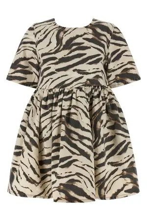 GANNI Zebra Print Organic Cotton Denim Mini Dress