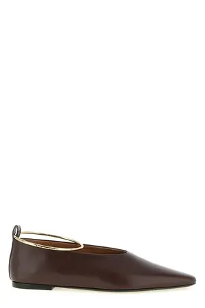 JIL SANDER Ring Leather Ballet Flats - Brown
