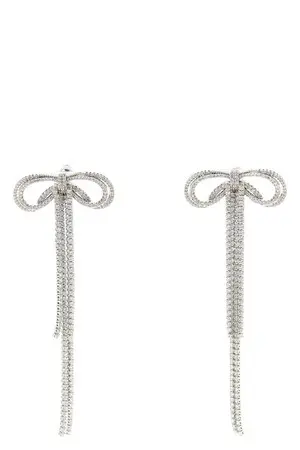 SELF-PORTRAIT Double Crystal Bow' Earrings - Silver