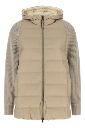 Brunello Cucinelli Shiny Zipper Pull' Down Jacket - Beige