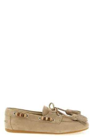 Miu Miu Suede Boat Shoe - Beige